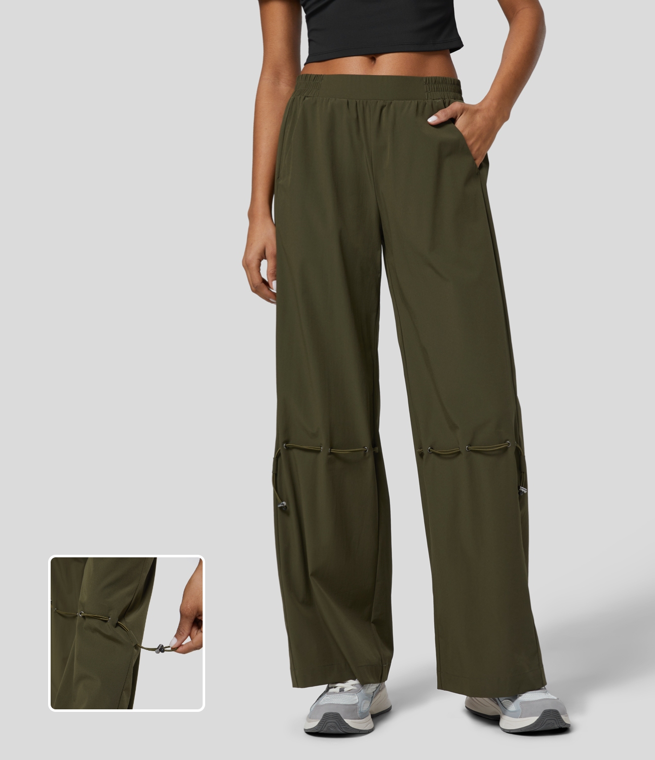 Women’s Low Rise Side Pocket Adjustable Drawcord Casual Pants - Halara