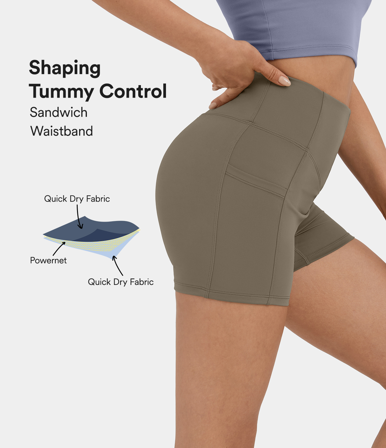 Women s High Waisted V Shaped Sandwich Waistband Tummy Control Side