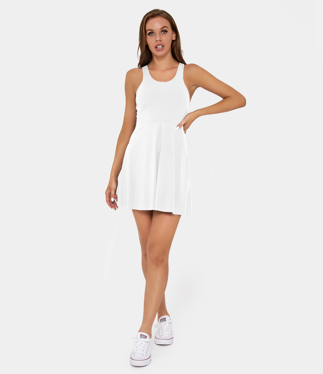 Women's Cut Out Racerback Activity Dress-Block Party-No Liner Shorts ...
