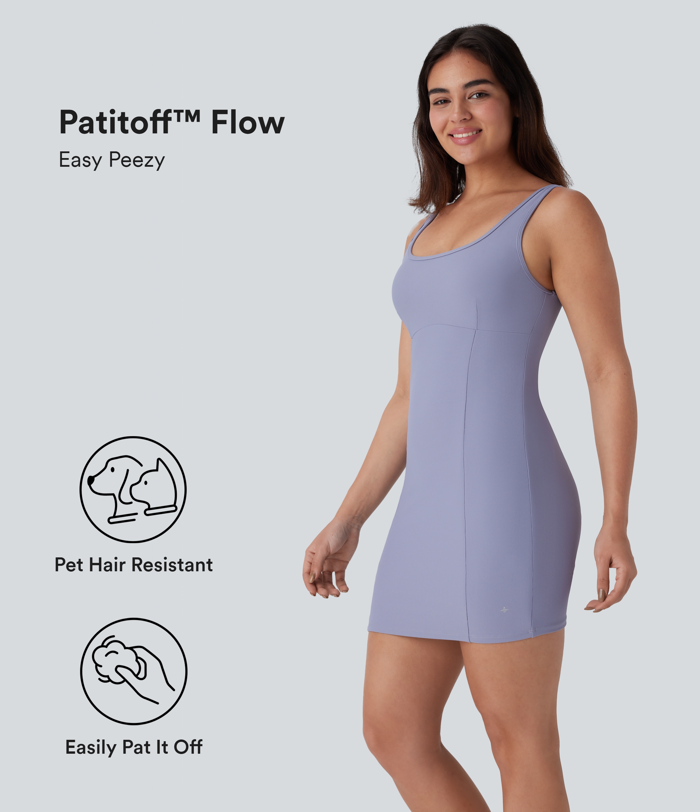 Mini Vestido Patitoff™ Flow ajustado yoga activo sin espalda resistente pelo mascota - Edición ...