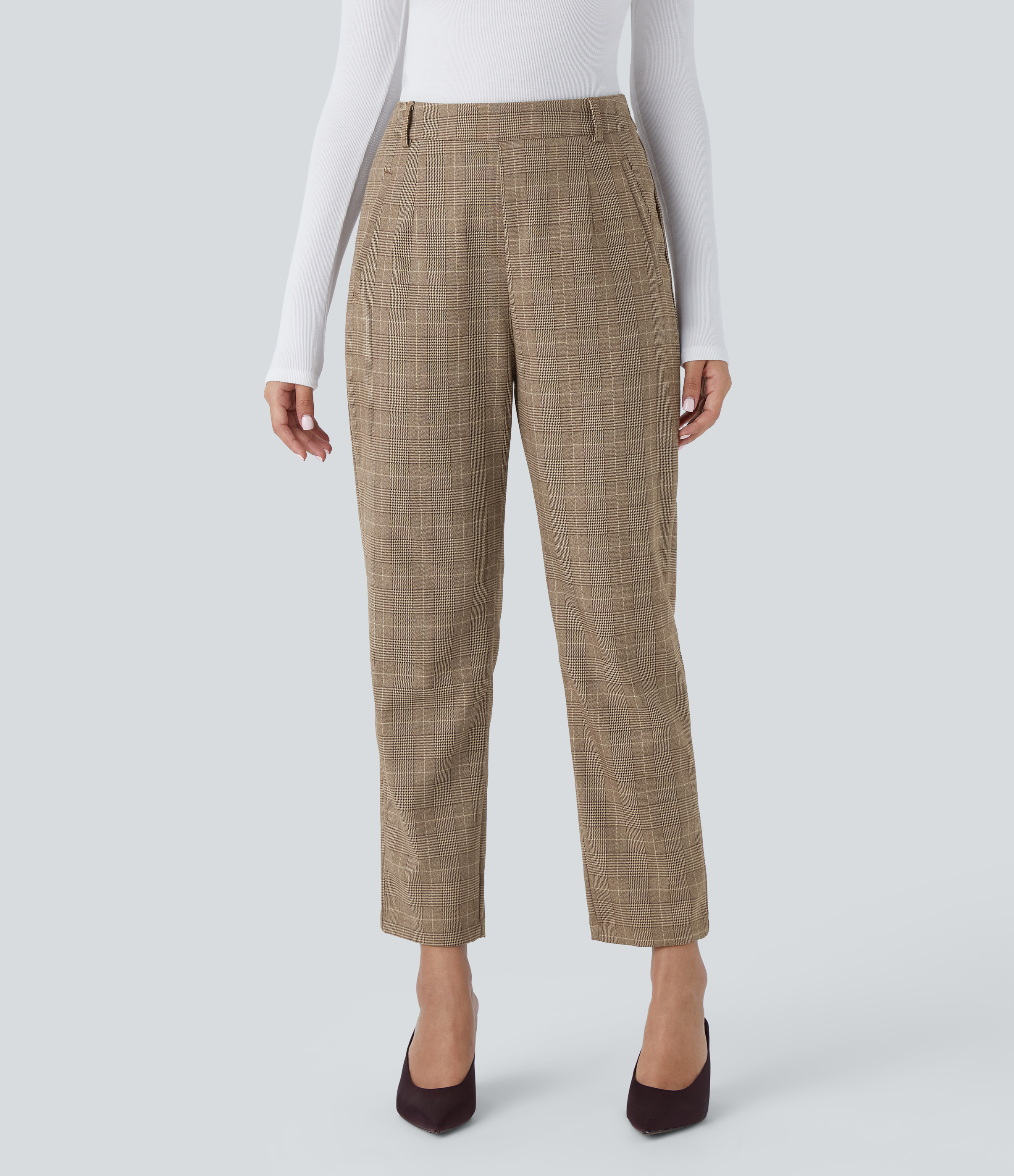 Women’s High Waisted Invisible Zipper Side Pocket Straight Leg ...