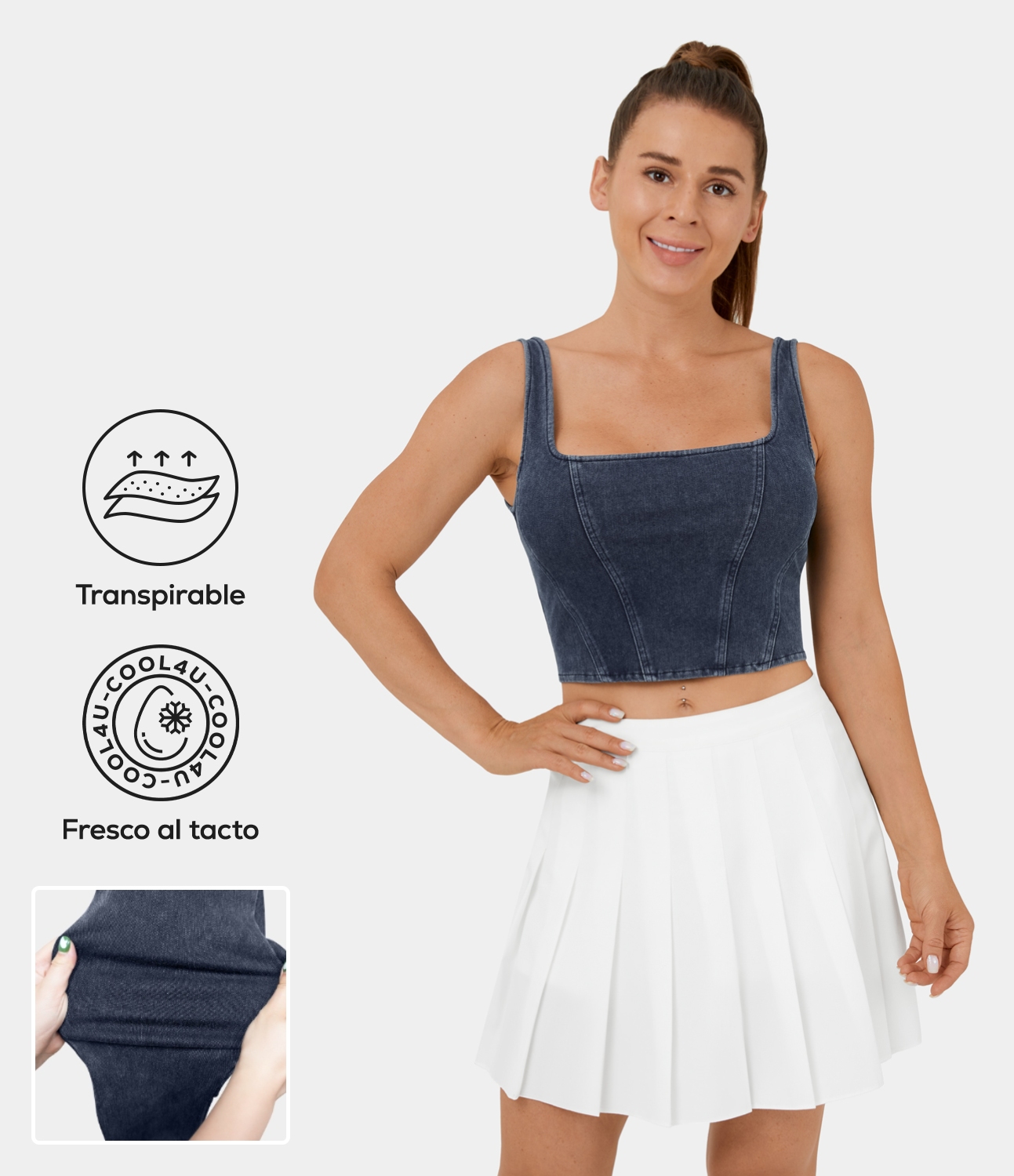 Camiseta sin mangas Halara Flex™ Denim mezclilla elástica lavada ...