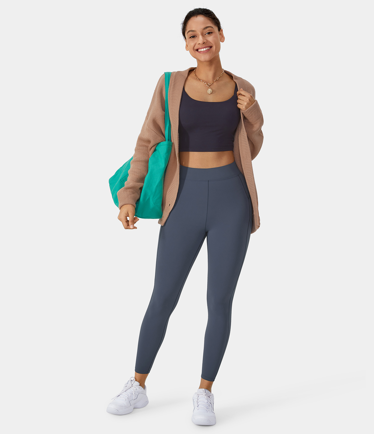 Women's High Waisted Side Pocket Plus Back Waistband Pocket Run ...