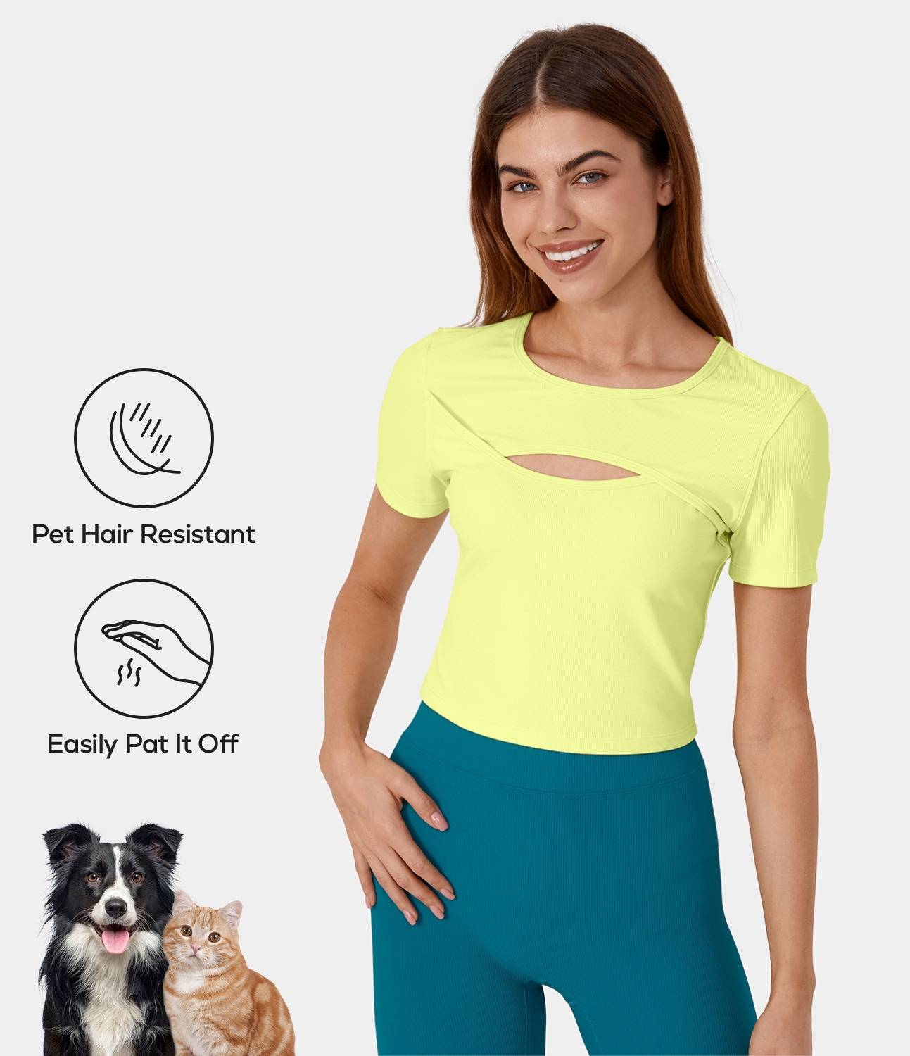 Women’s Patitoff™ Flow Pet Hair Resistant Round Neck Cut Out Cropped ...