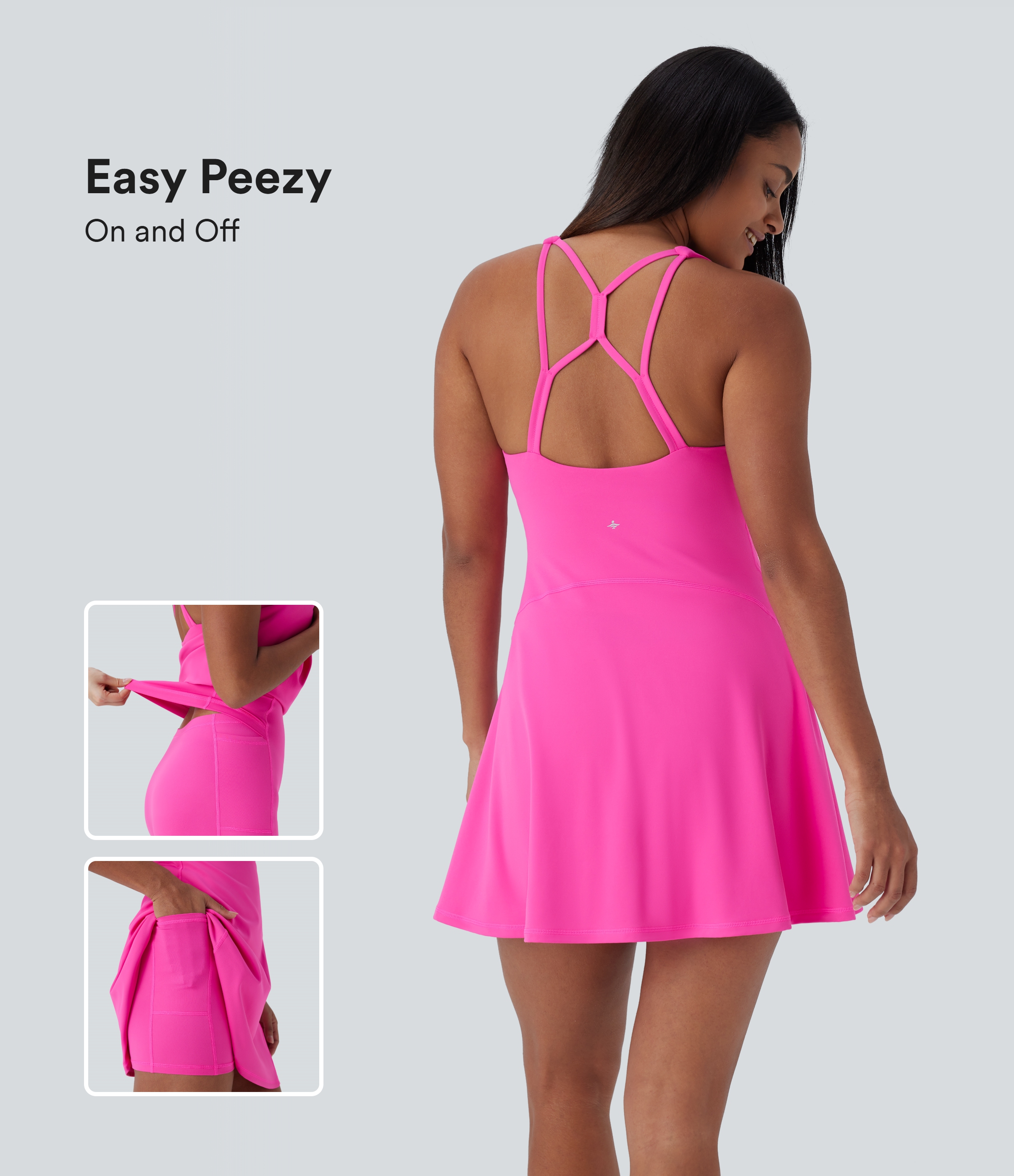 Mini Vestido yoga activo bolsillo lateral sin espalda 2 en 1 - Edición ...