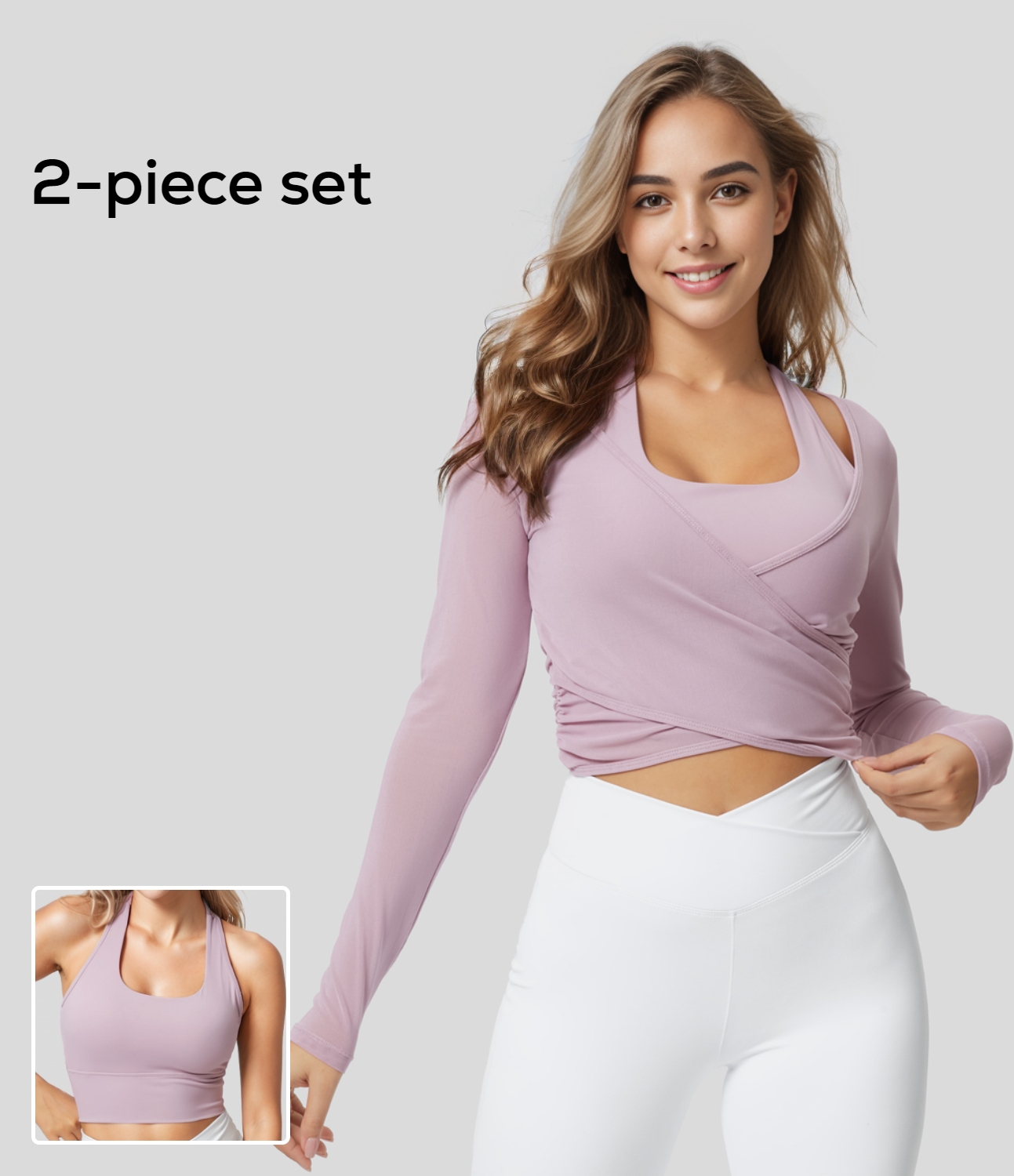 Women’s Long Sleeve Ruched Crossover Hem Solid Mesh Yoga Sports Top ...