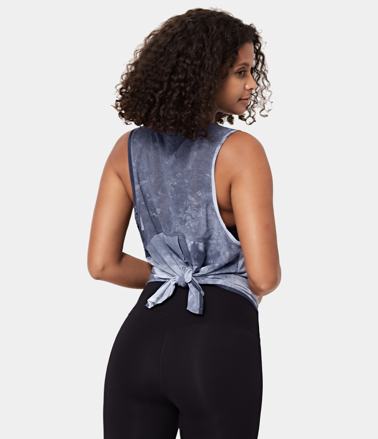 Women’s Sheer Sleeveless Split Tie Back Top-No Sports Bra - Halara