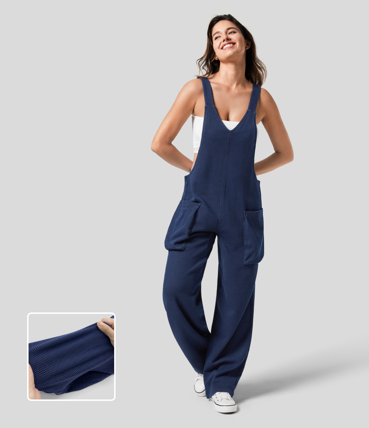 Wholesale HalaraMagic™ V Neck Side Poket Waffle Stretchy Knit Denim ...