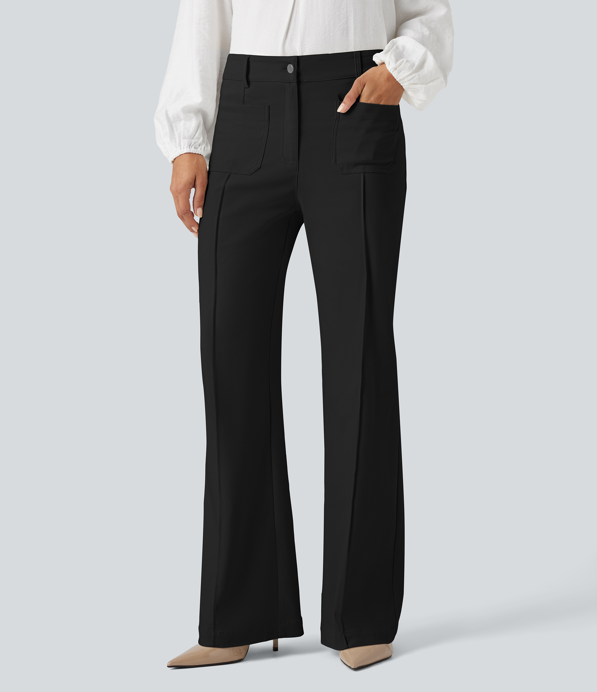 Women’s High Waisted Work Flare Pants with Pockets - Halara