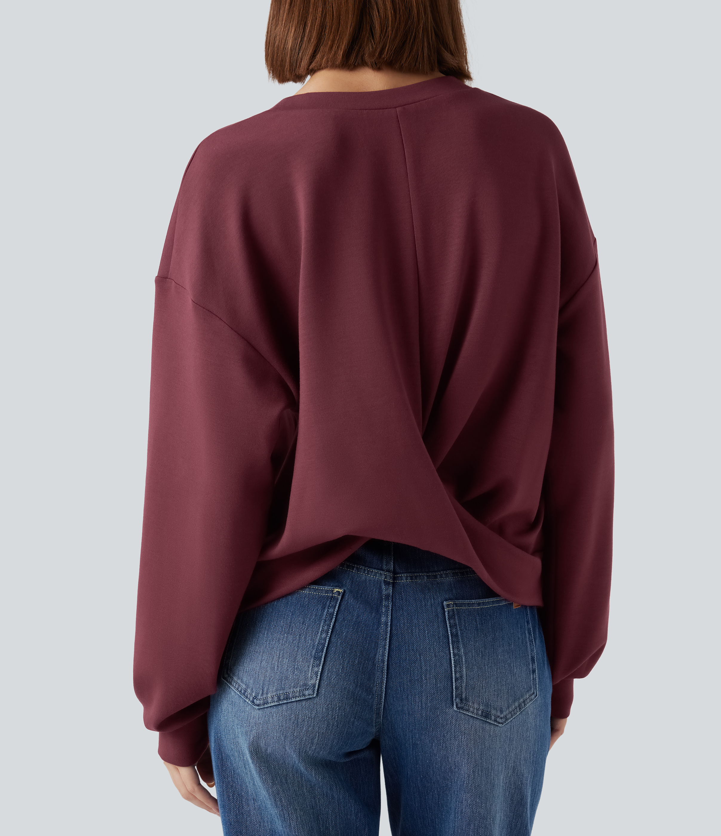 Damen Lässiges Sweatshirt mit Rundhalsausschnitt, langen Ärmeln und ...