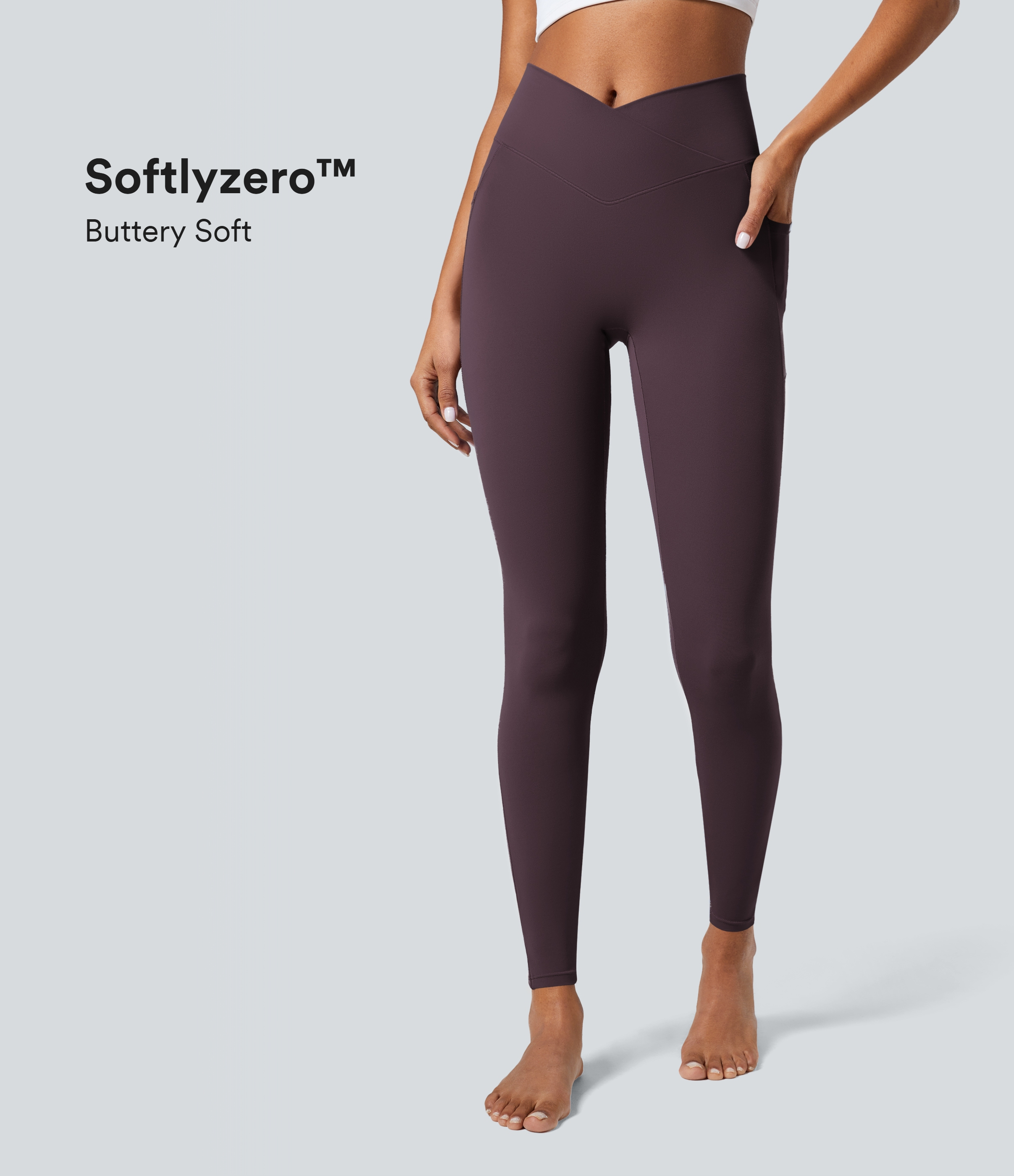 Women’s SoftlyZero™ Crossover Tights Women Gym Scrunch Plain Leggings ...