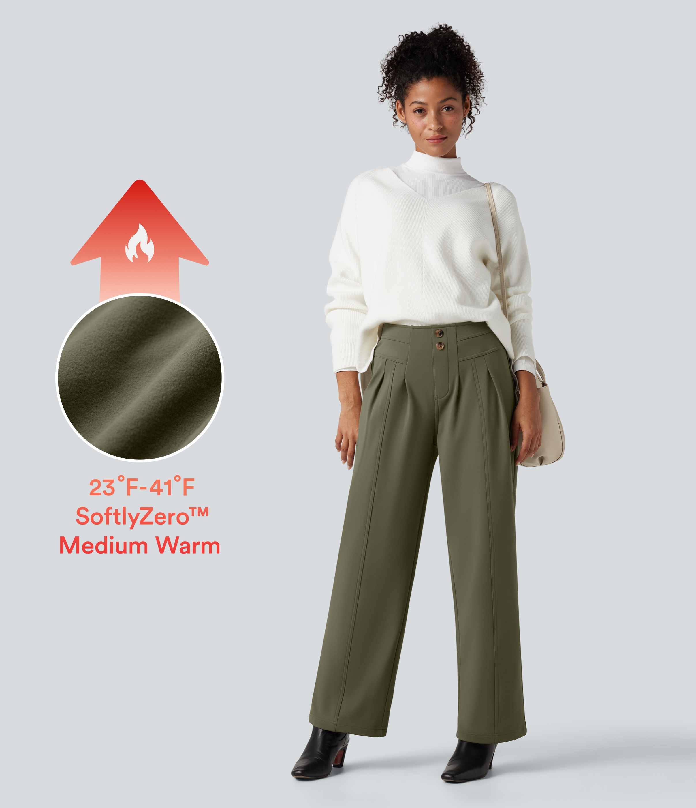 Women’s SoftlyZero™ Plush Thermal Mid Rise Work Straight-leg Pants with ...