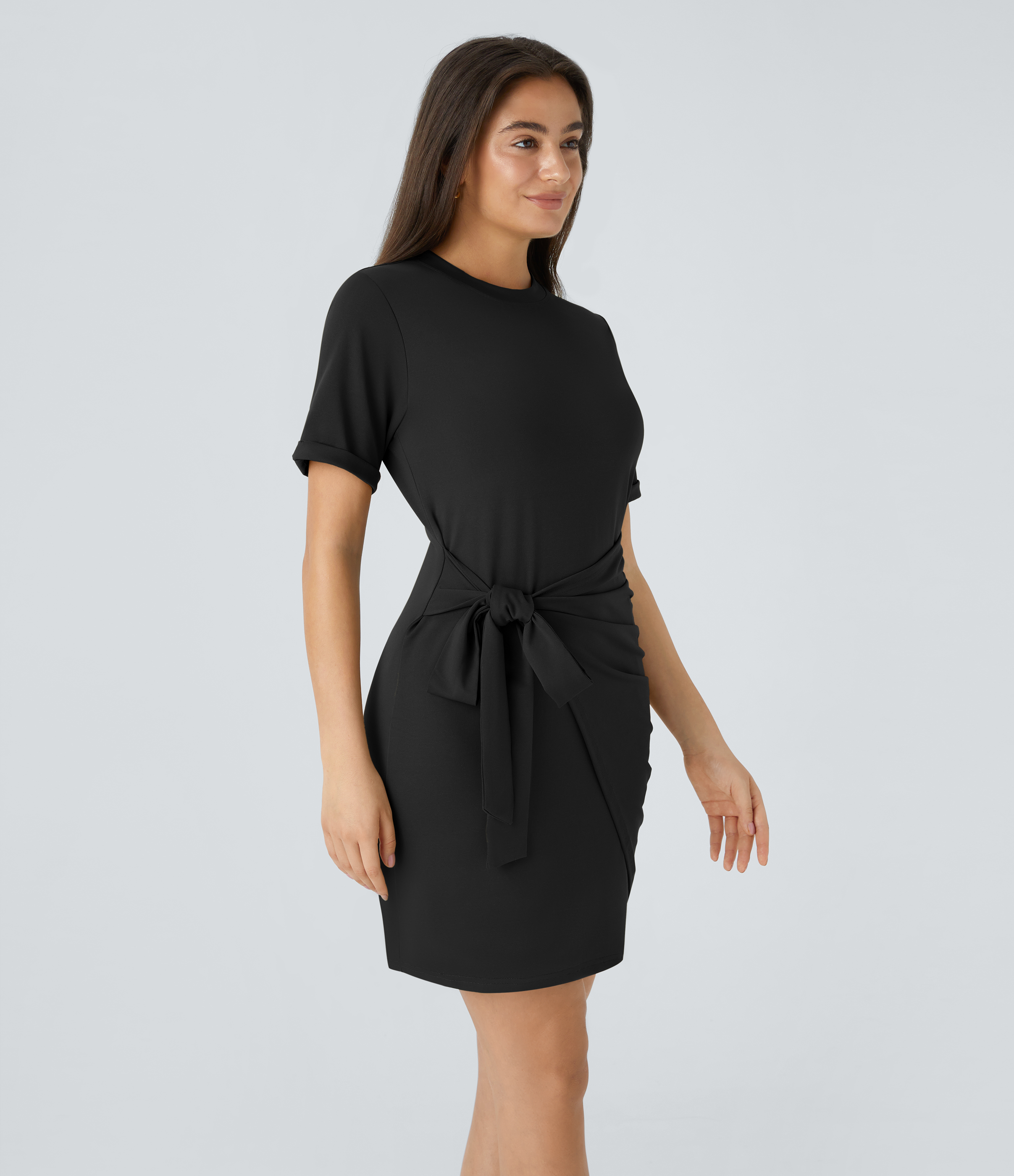 Women’s Everyday Tie Knot Ruched Mini Chill Dress-Belle - Halara