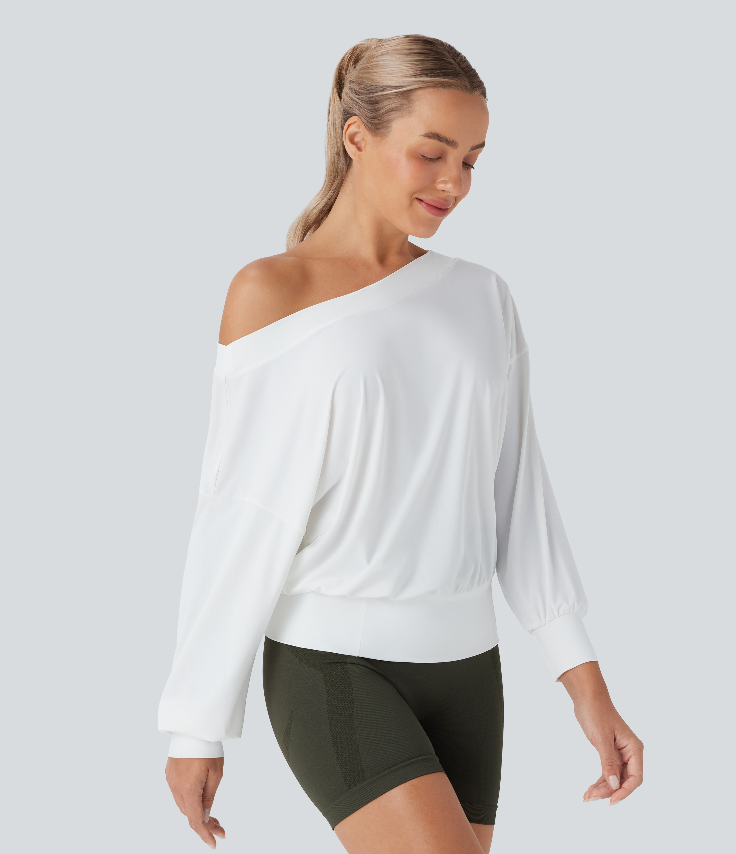 Women’s One Shoulder Oversize Quick Dry Yoga Sports Top - Halara