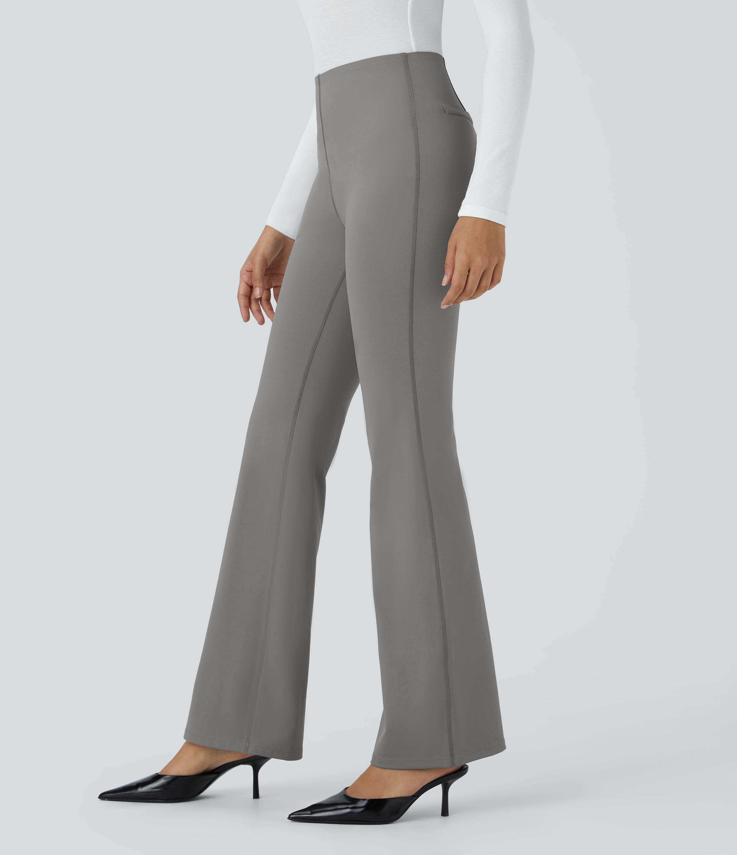 Women’s High Waisted Tummy Control Work Slight Flare Pants - Halara