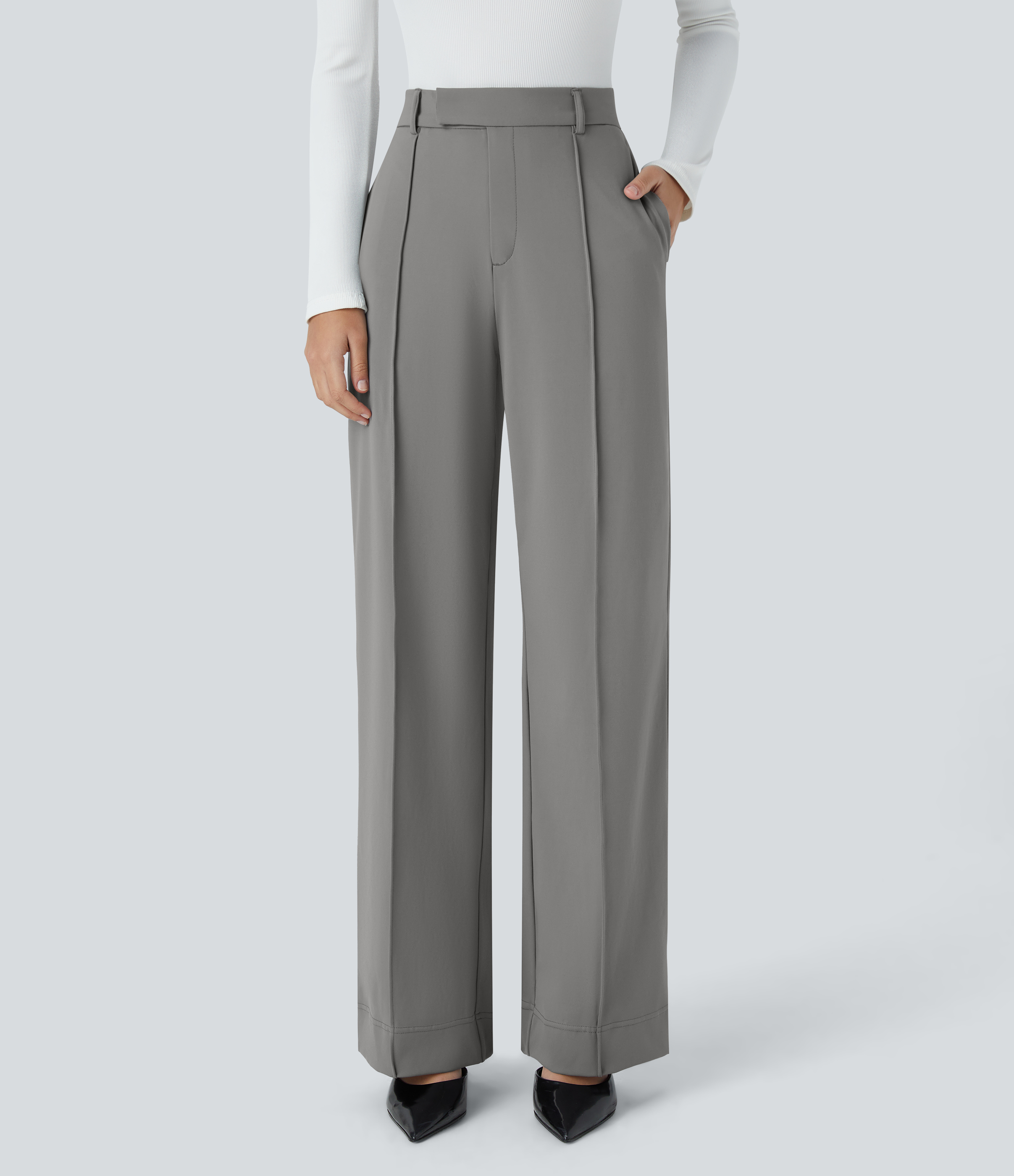 Wholesale High Waisted Side Pocket Straight Leg Work Pants | Halara