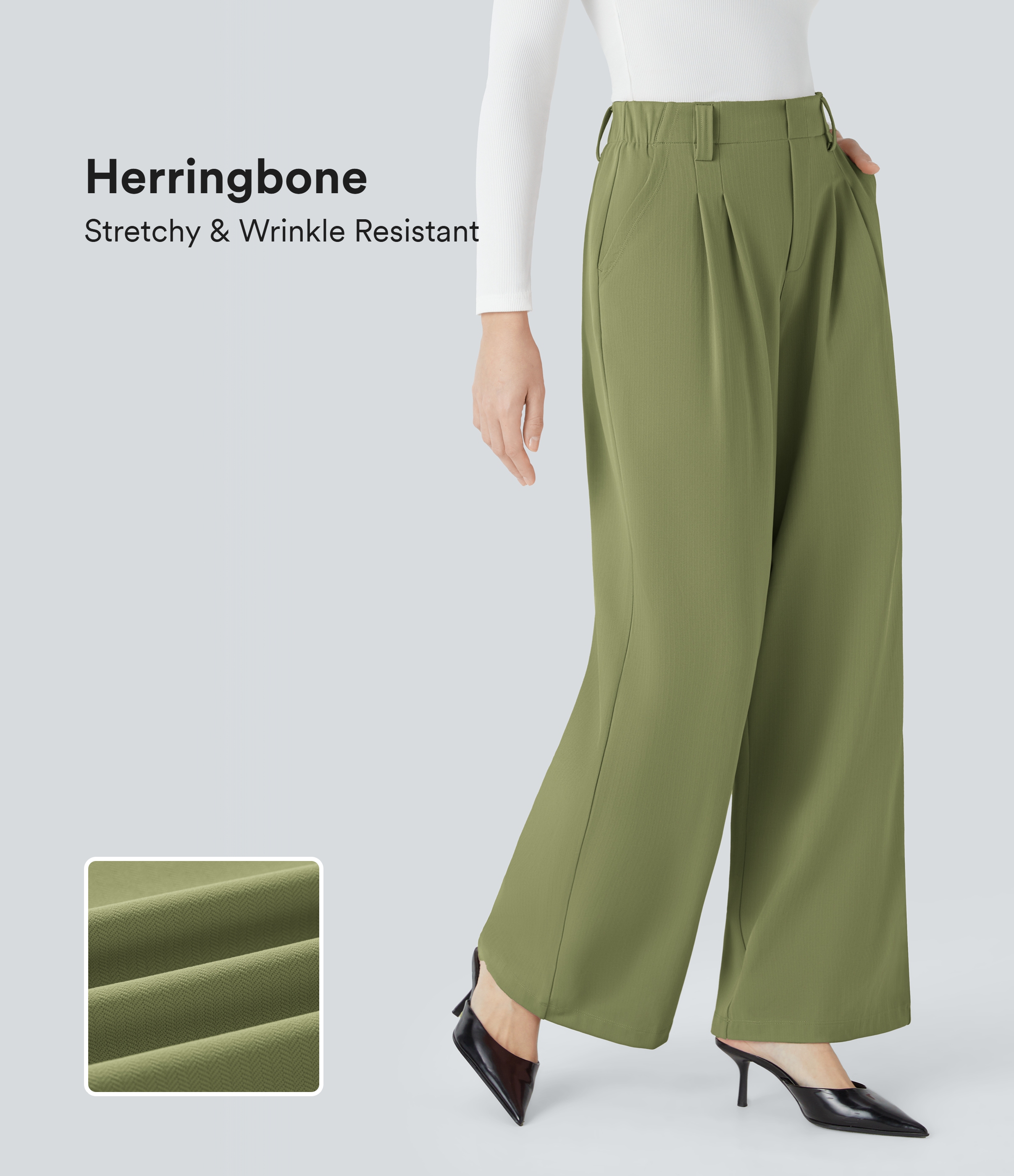 Women’s Halara Flex™ High Waisted Pocket Herringbone Wide Leg Work ...