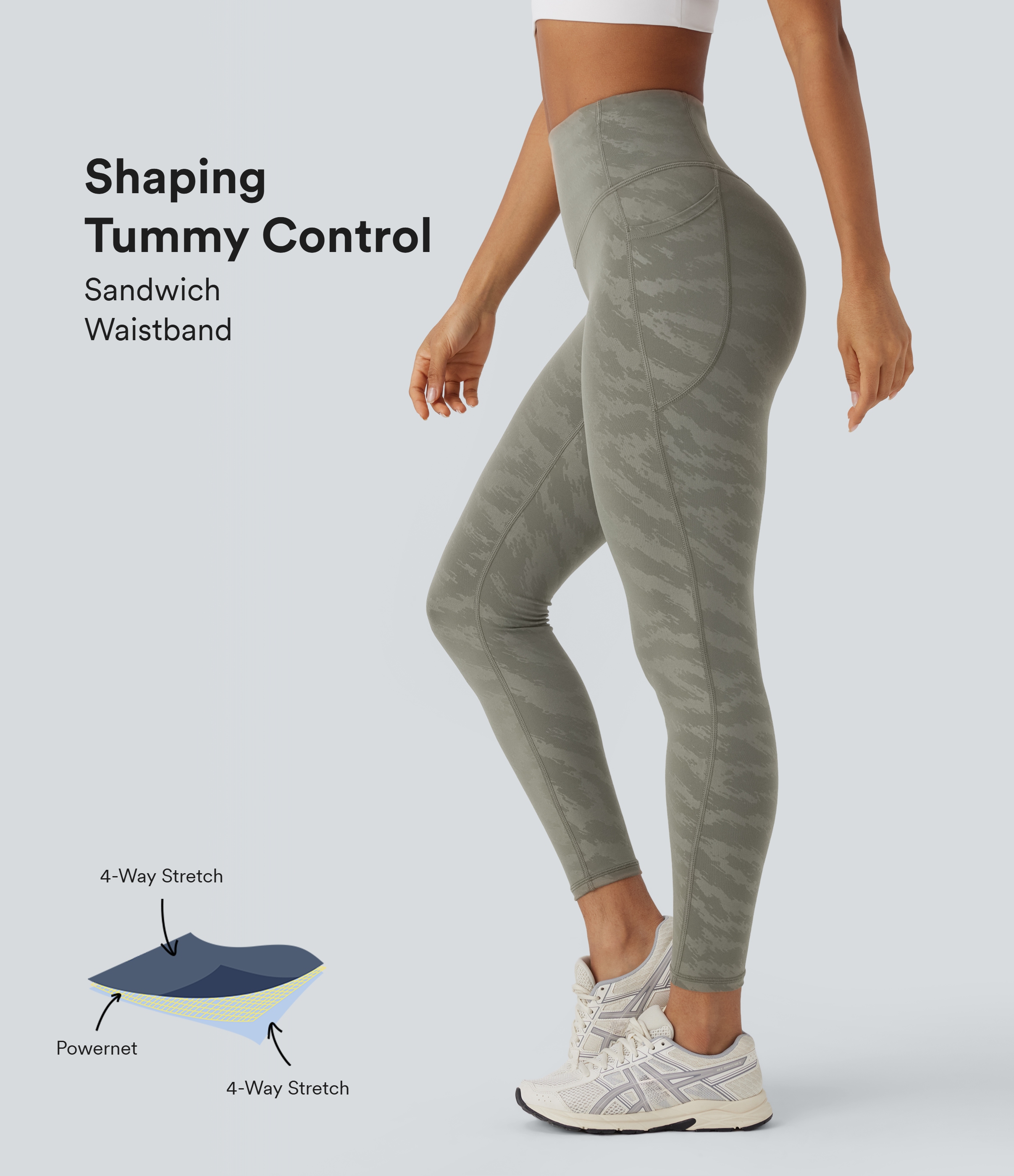 Damen SoCinched - 7/8-Yoga-Leggings mit hohem Bund, Seitentaschen ...