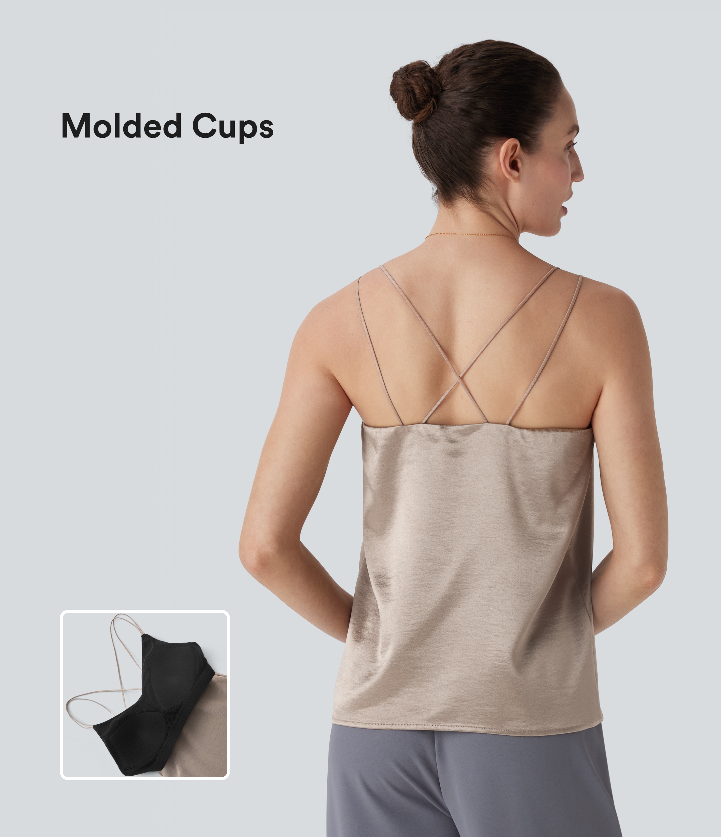 Women’s Backless Crisscross Satin Work Tank Top - Halara