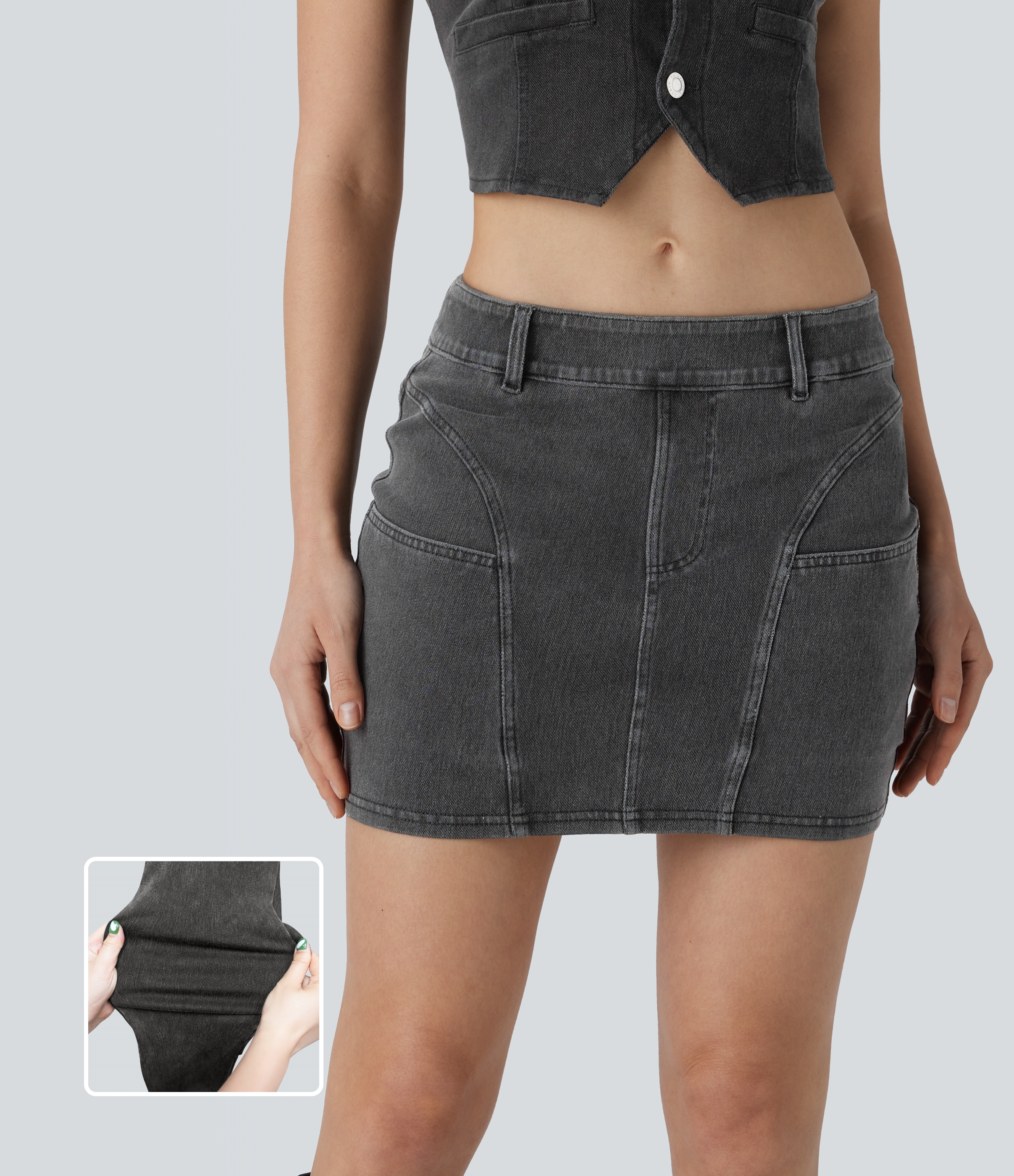 Women’s Halara Flex™ Low Rise Bodycon Mini Washed Denim Casual Skirt ...