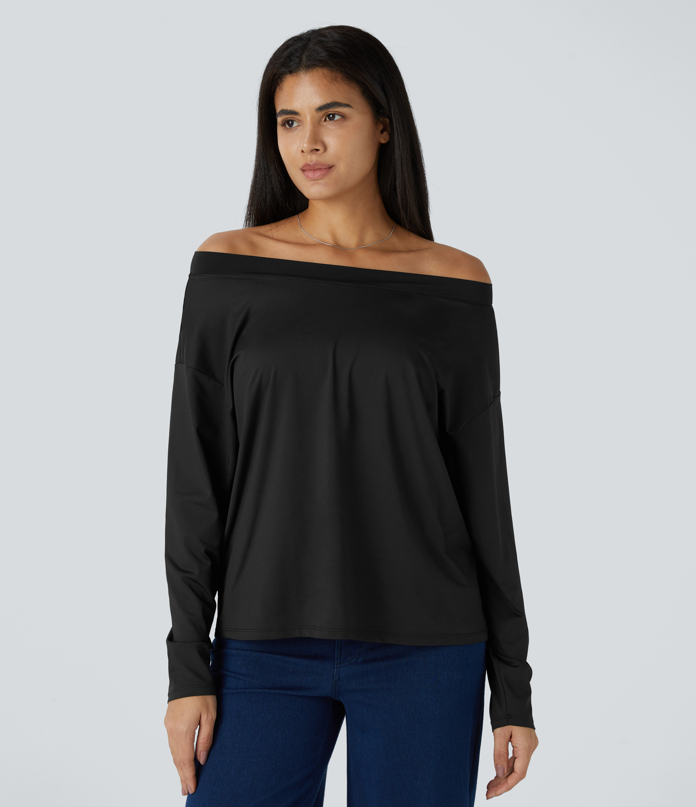 Women’s Off Shoulder Long Sleeve Casual Top - Halara