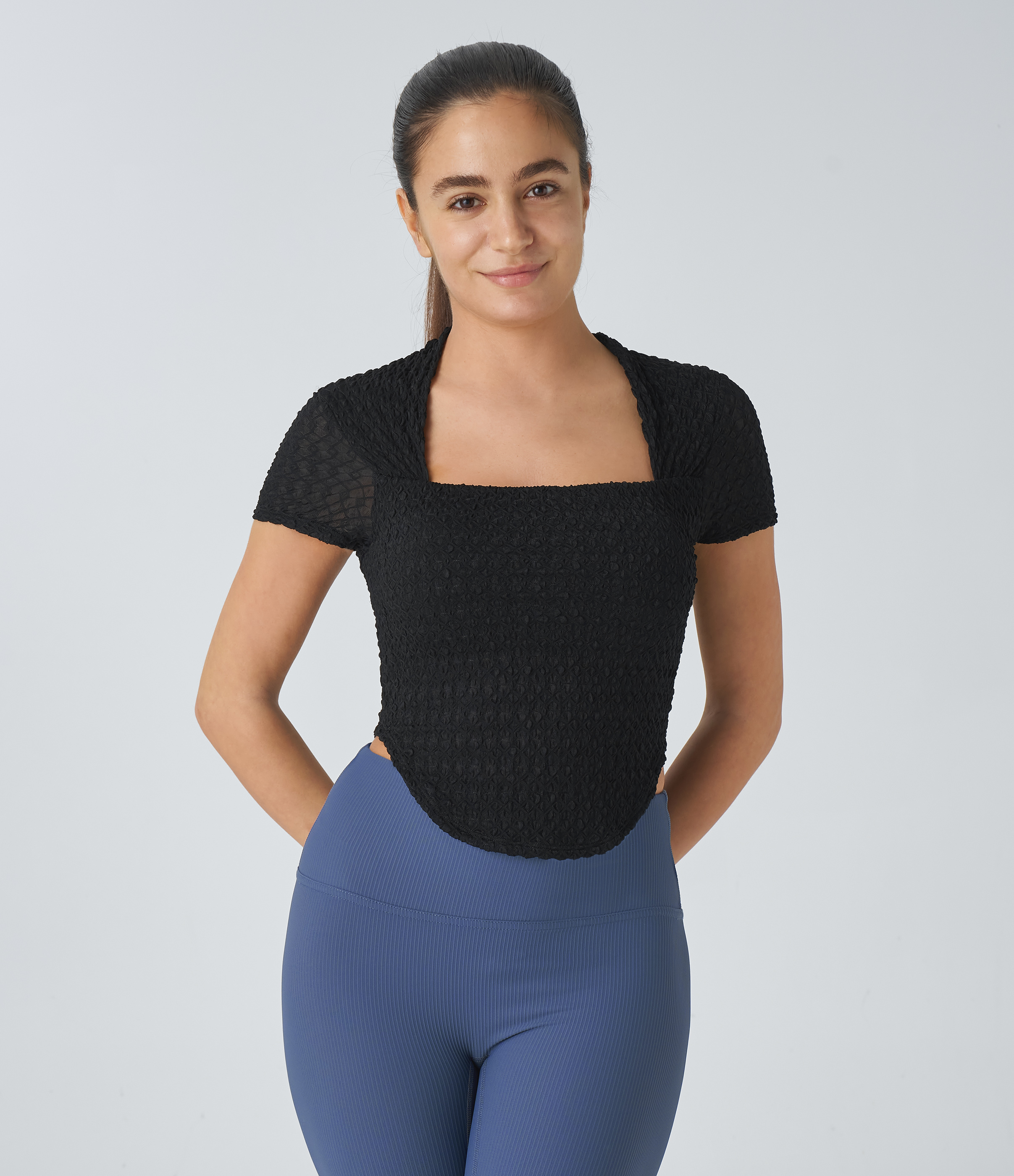 Top Softlyzero™ Airy deportivo yoga cuello cuadrado manga corta ...