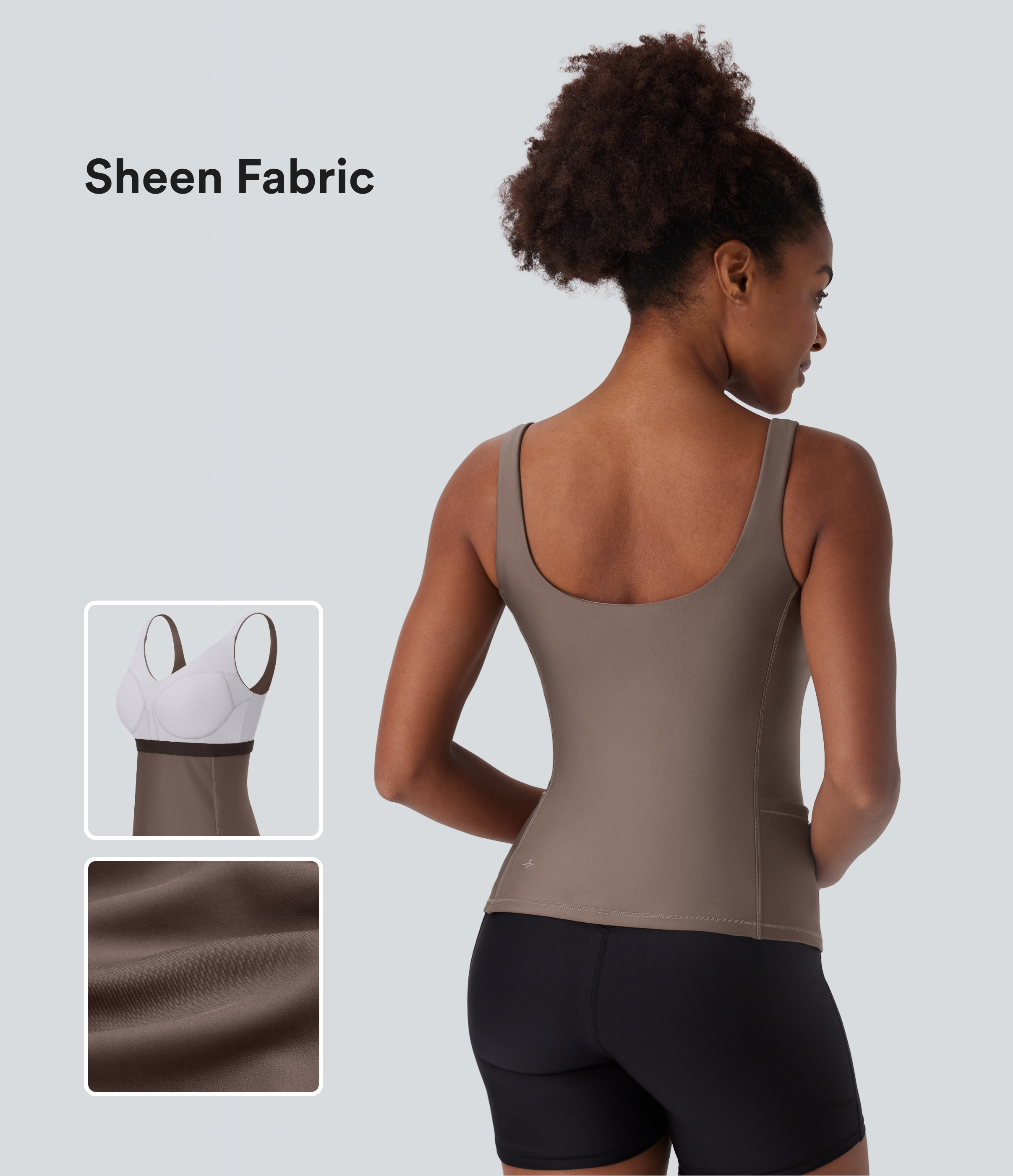 Women’s V Neck Skinny 2-in-1 Sheen Running Tank Vest Top with Pockets ...