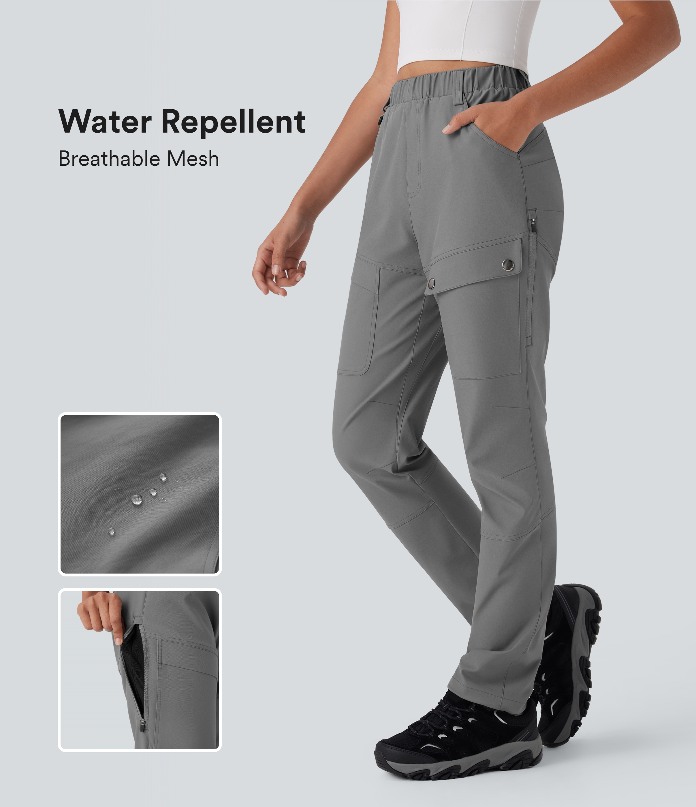 Women’s Water Repellent High Waisted Contrast Mesh Adjustable Hem ...