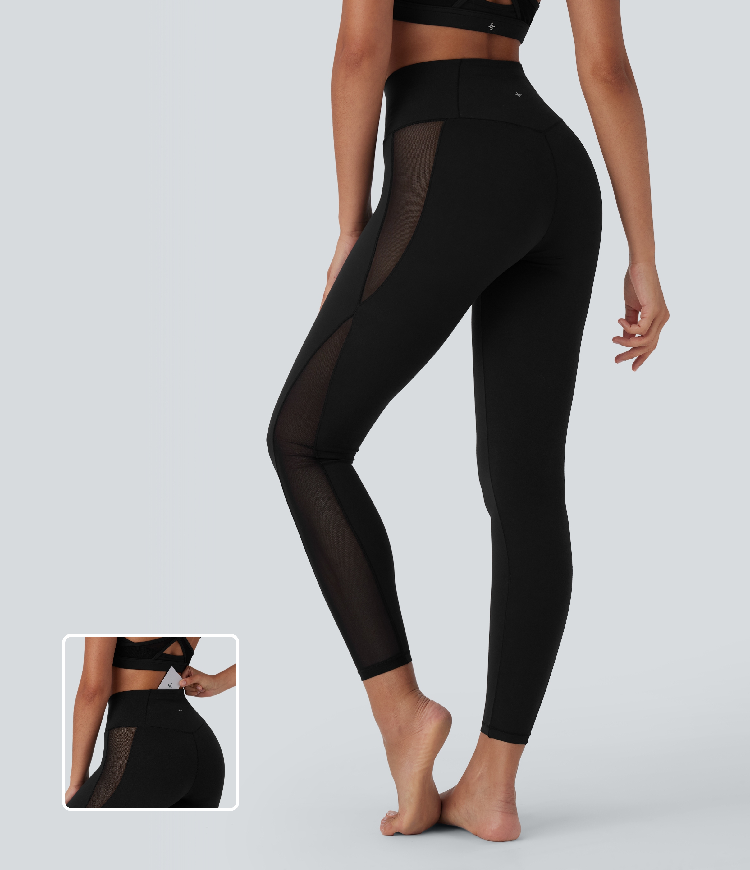 Women’s SoftlyZero™ Crossover High Waisted Contrast Mesh Yoga Leggings ...