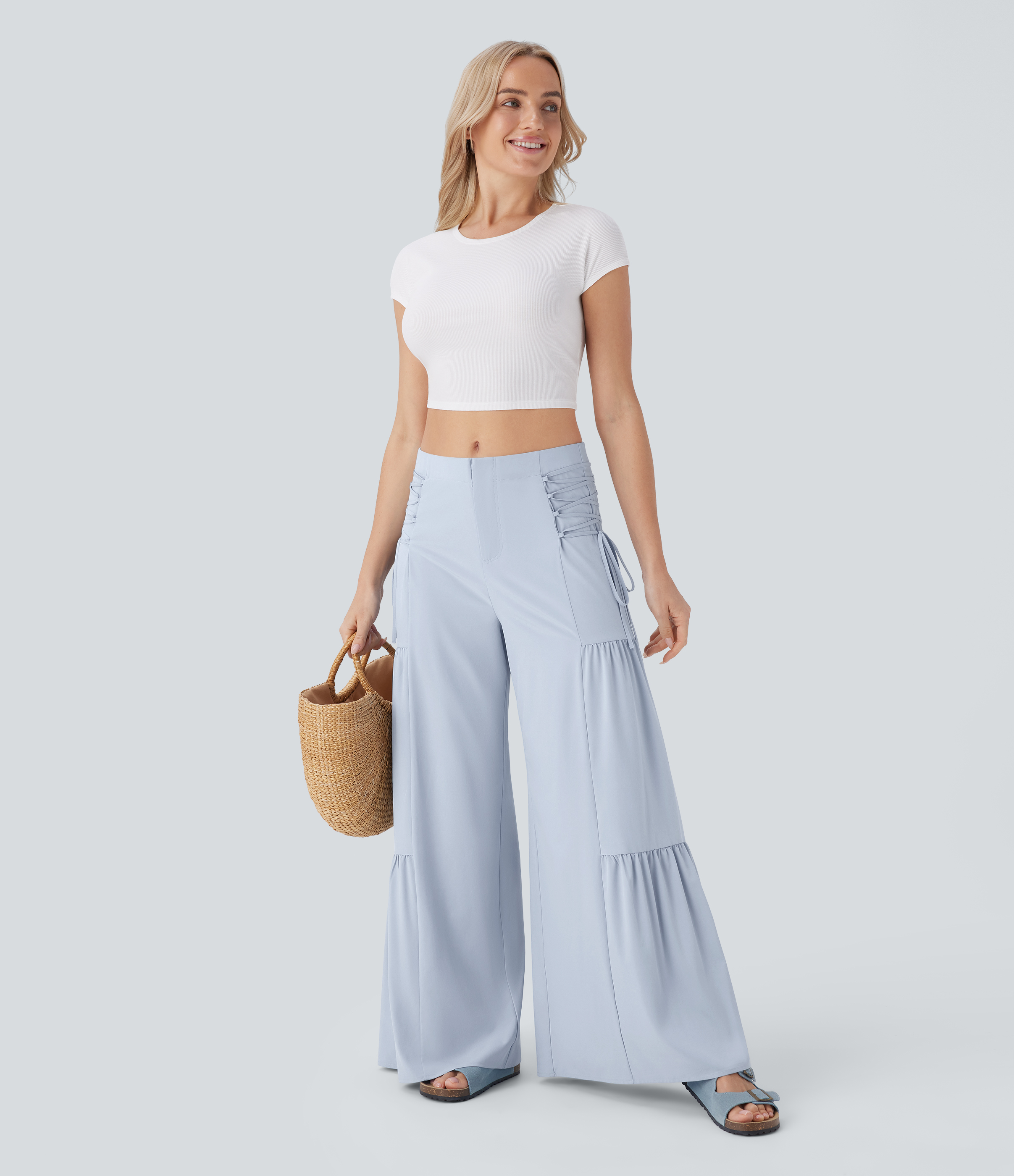 Women’s Breezeful™ Mid Rise Lace Up Flowy Wide Leg Quick Dry Resort ...