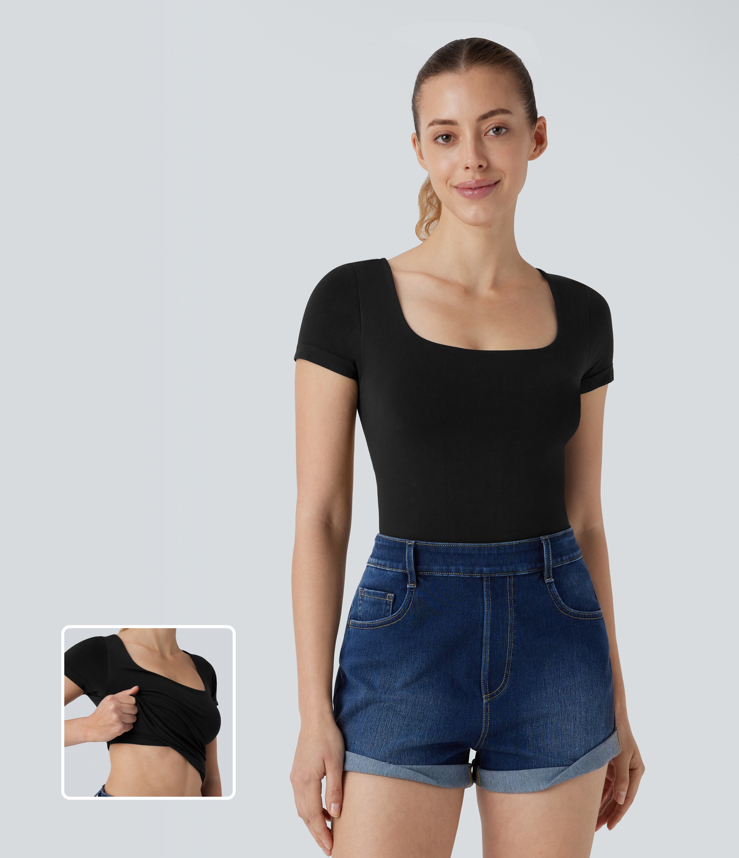 Women’s OneForm Seamless Flow U Neck 2-in-1 Skinny Lounge Top - Halara