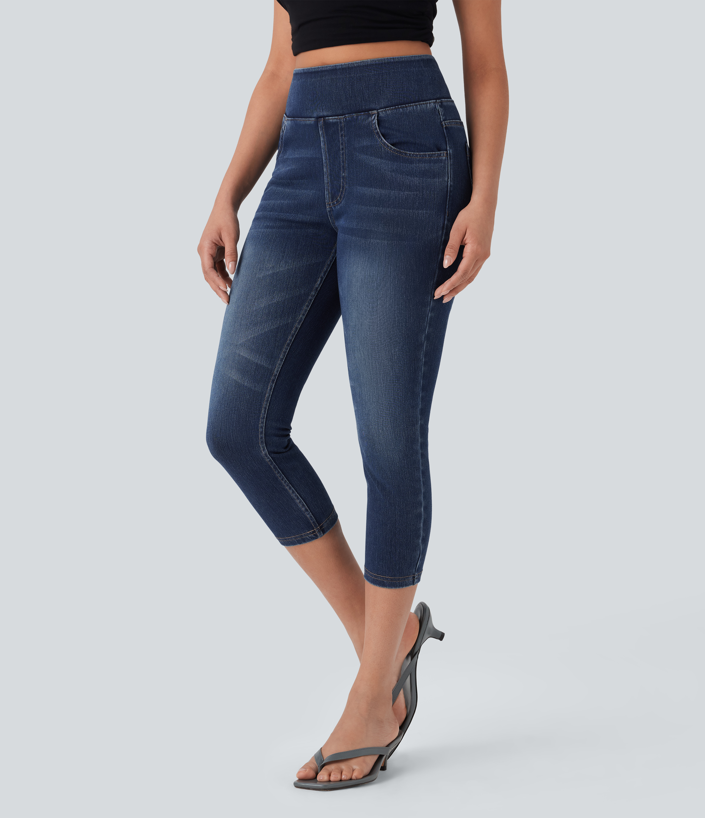 Women’s Halara Flex™ High-Waisted Denim Casual Capri Leggings with ...