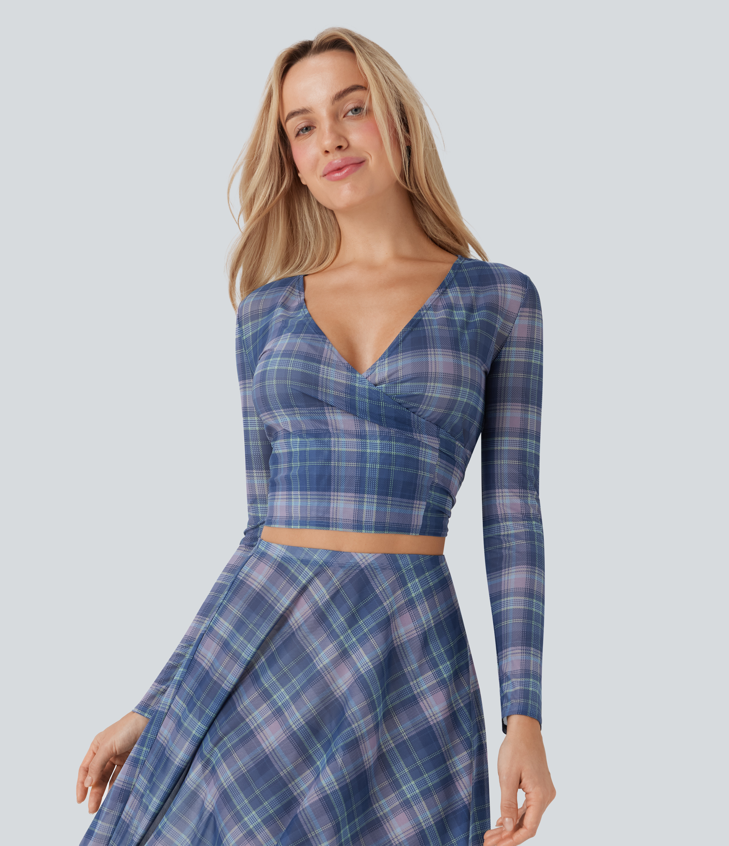 Women’s Sheer Mesh V-Neck Wrapped Tie-Back Resort Top - Halara