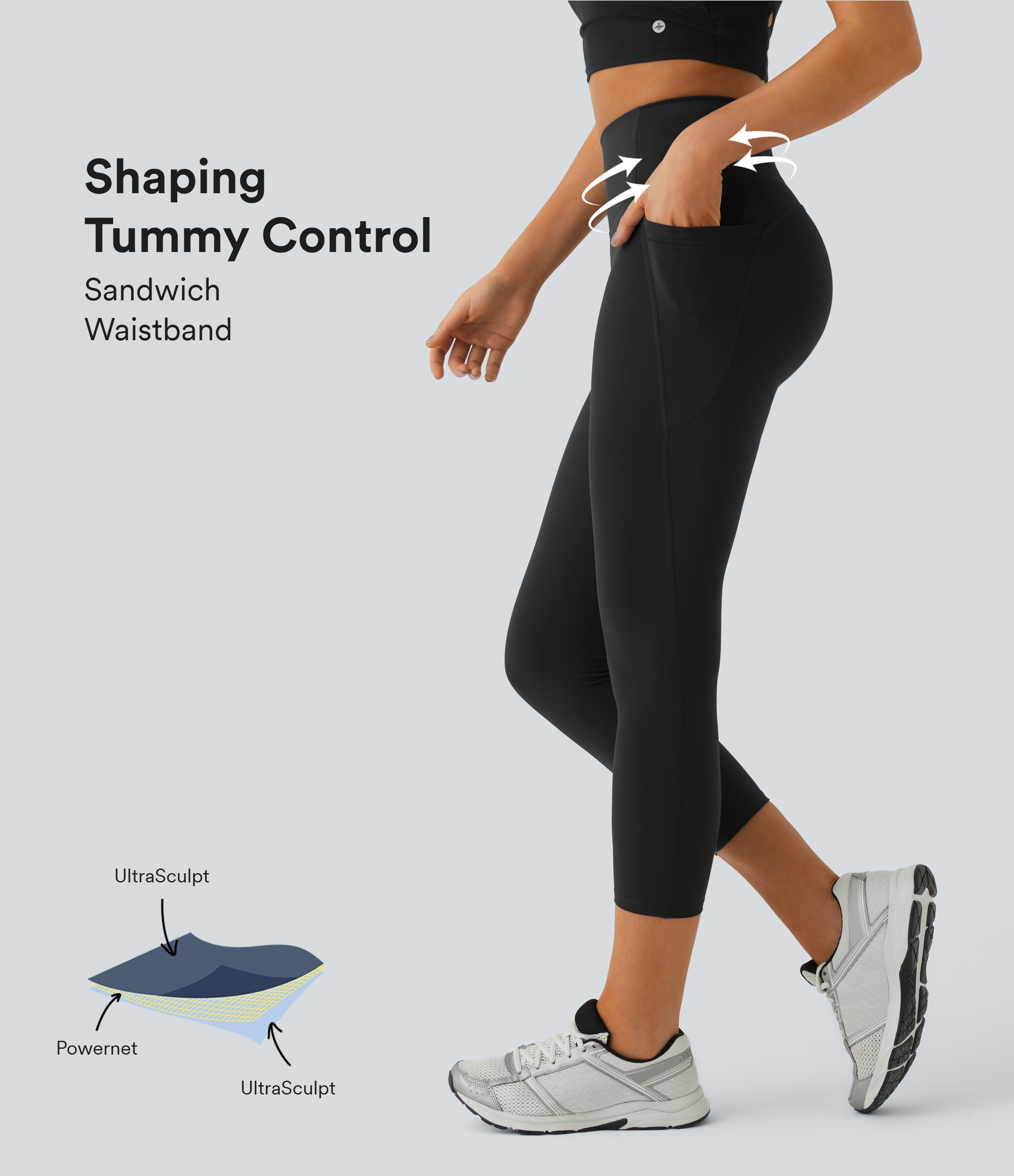 Women’s Halara UltraSculpt™ High Waisted Tummy Control Pocket Training Capri Leggings - Halara