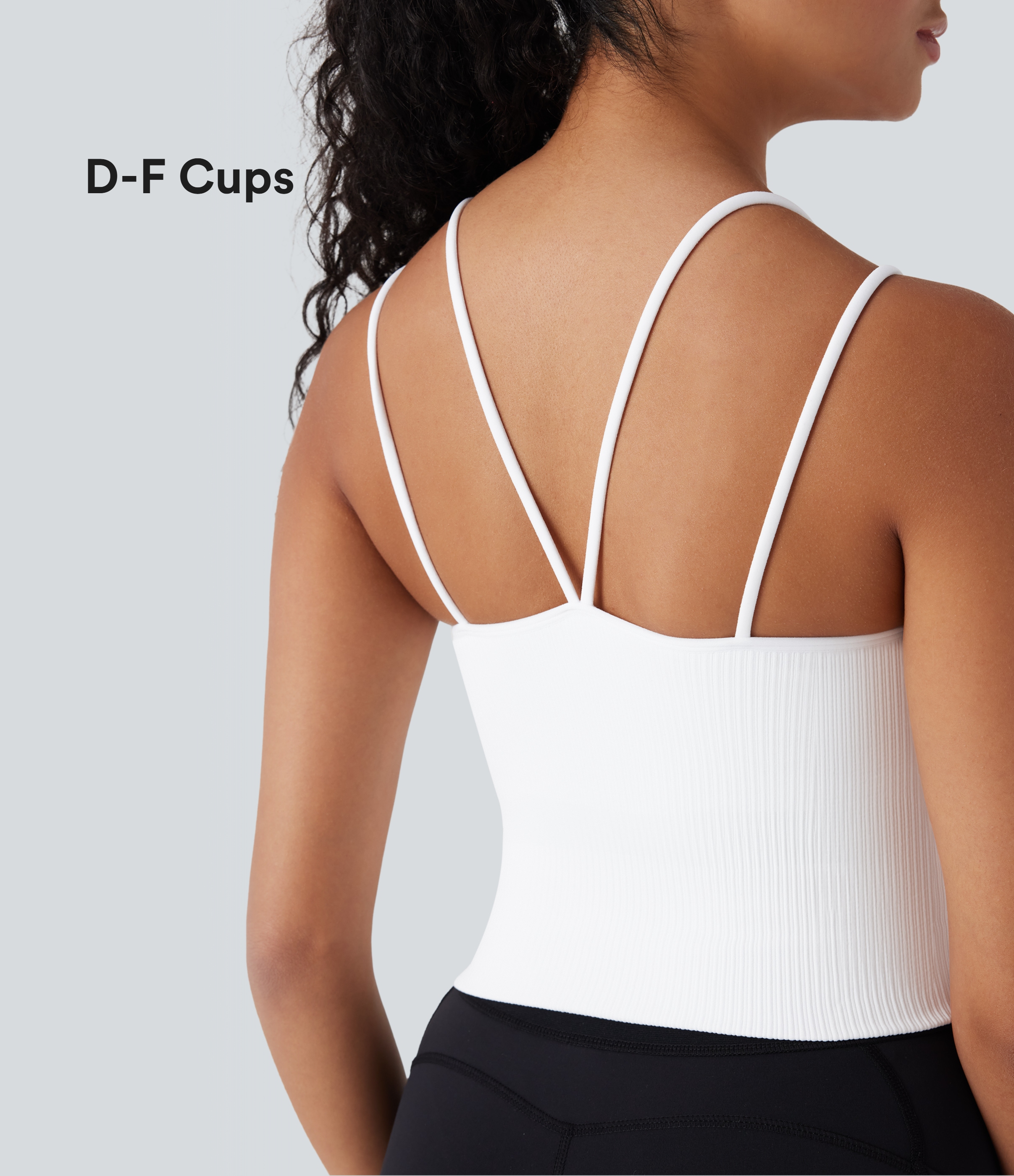 Women’s Seamless Flow Double Straps V Back Cropped Running Cami Top-D/DD/DDD/F Cups - Halara