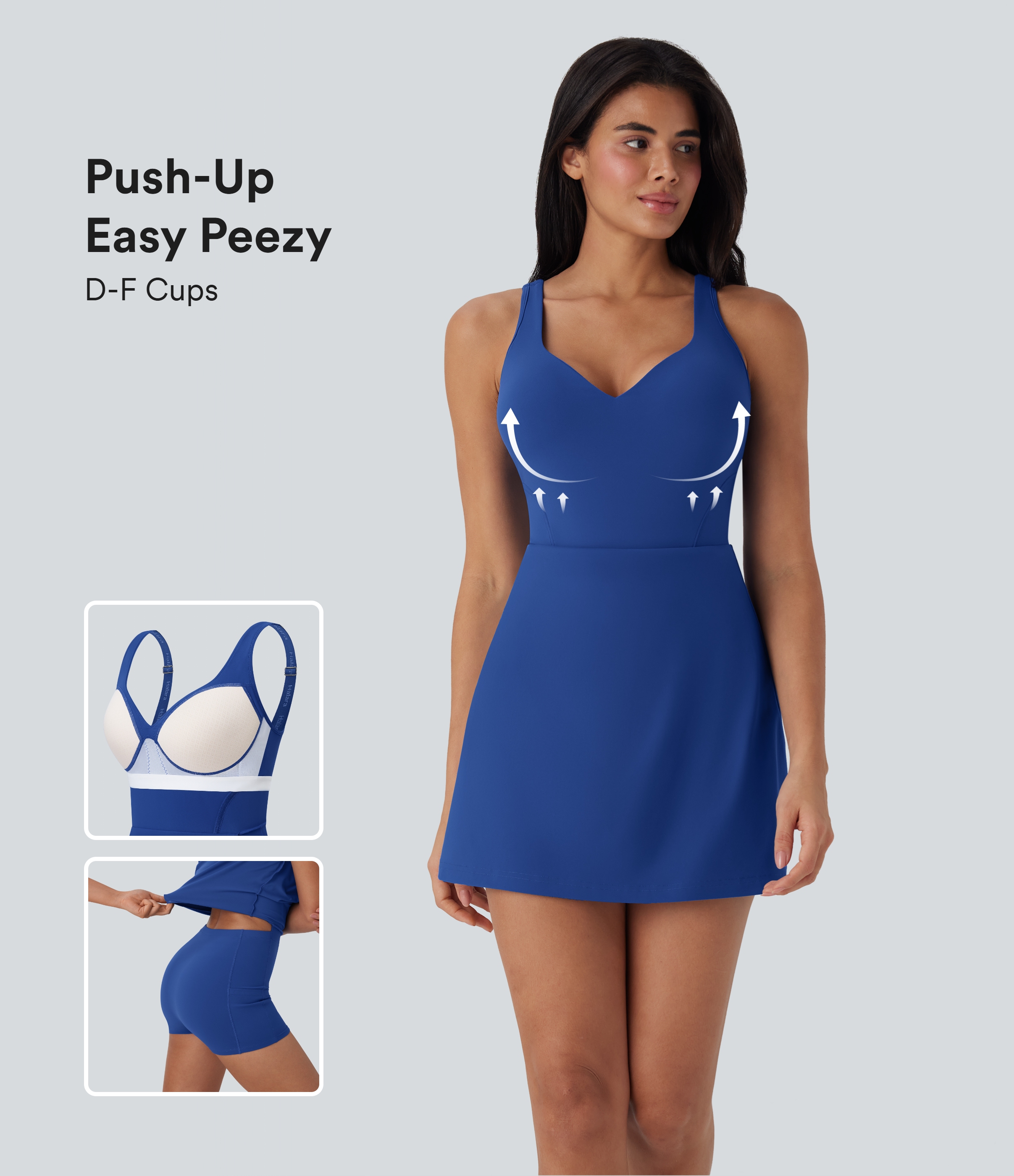 Women’s SoftlyZero™ Plush Push-Up Molded Cups 2-in-1 Yoga Active Dress ...