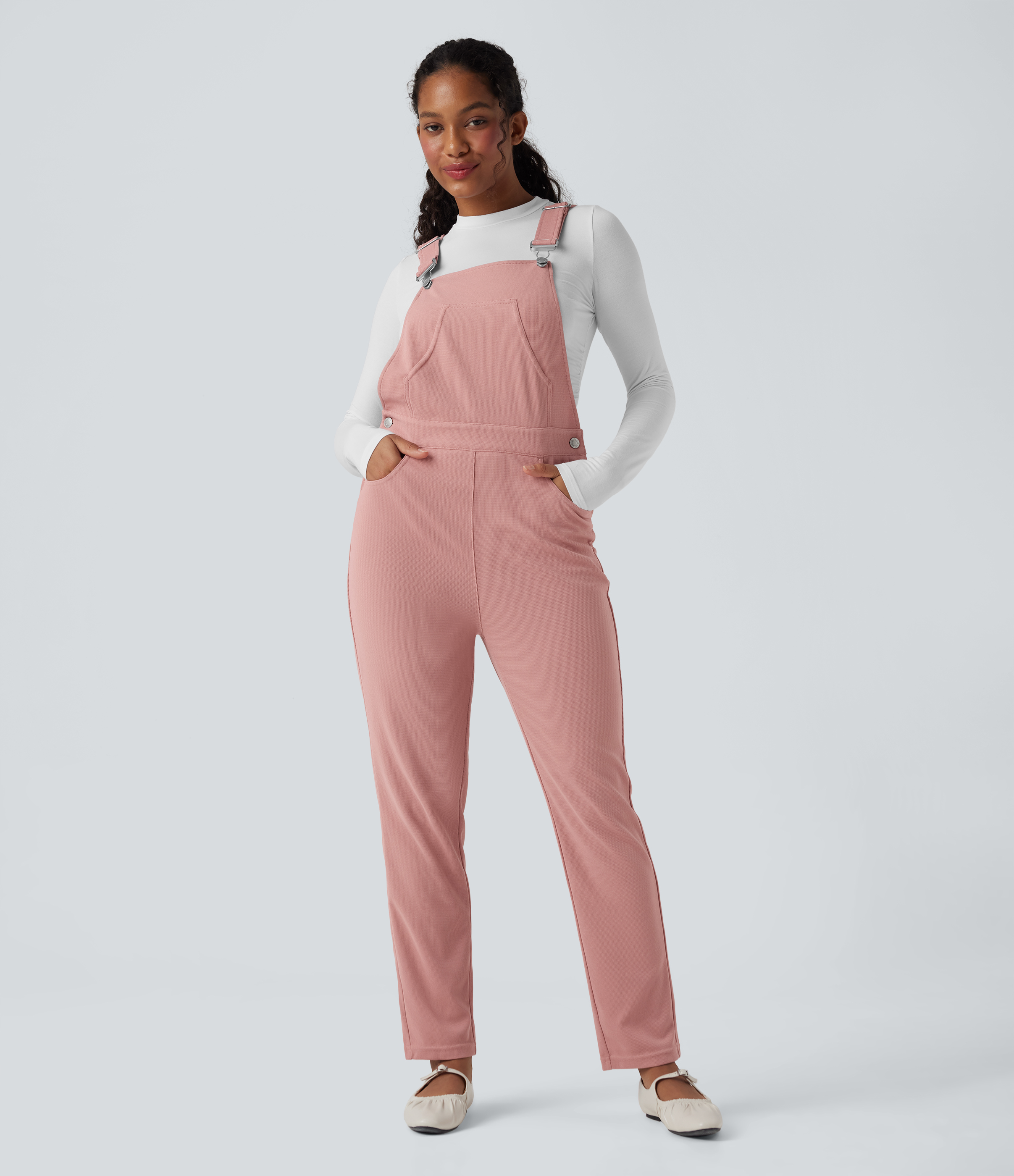 Women’s Waffle Casual Overalls with Pockets - Halara