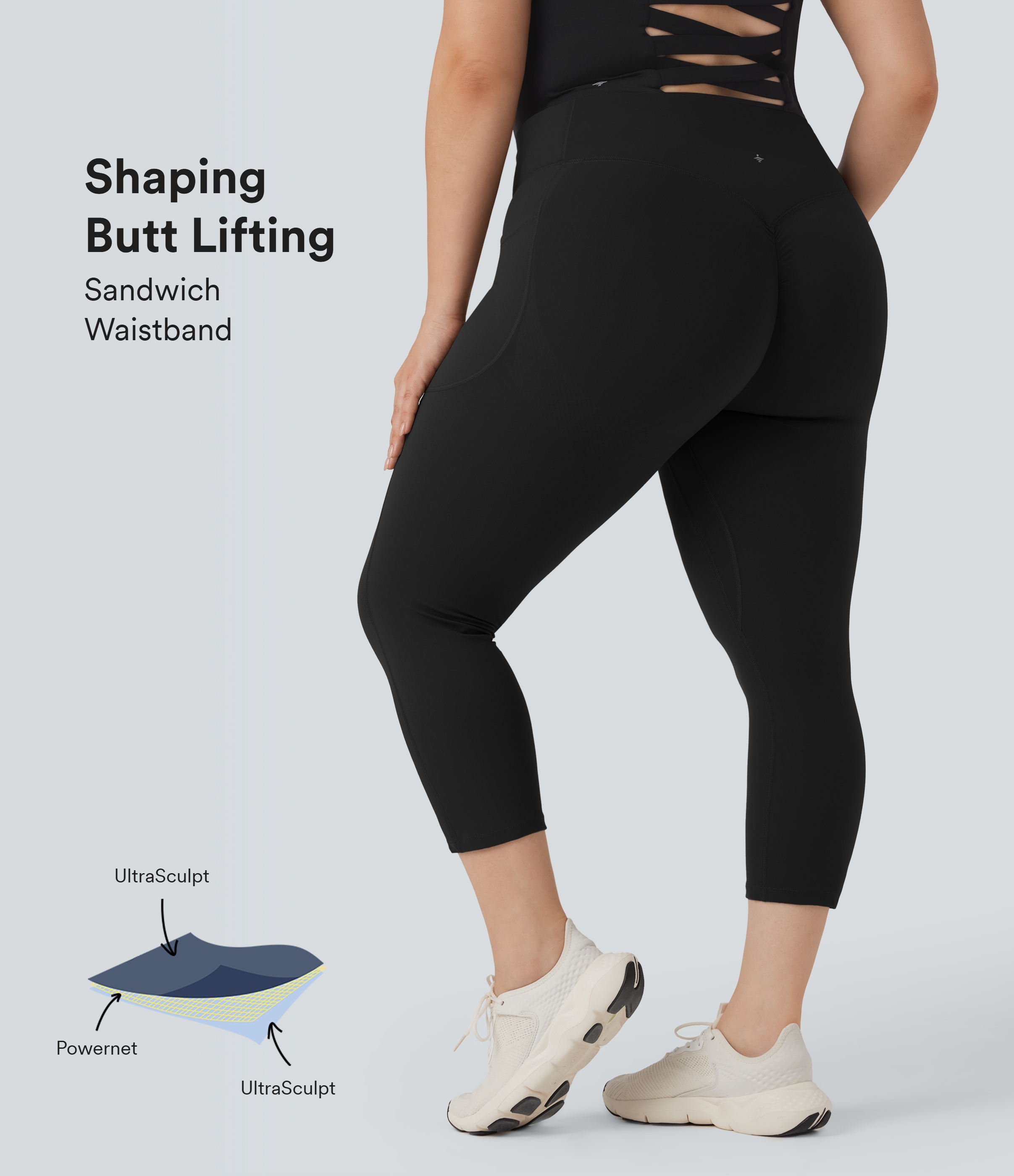 Women’s Plus Size Halara UltraSculpt™ High Waisted Scrunch Butt Lifting Tummy Control Capri ...