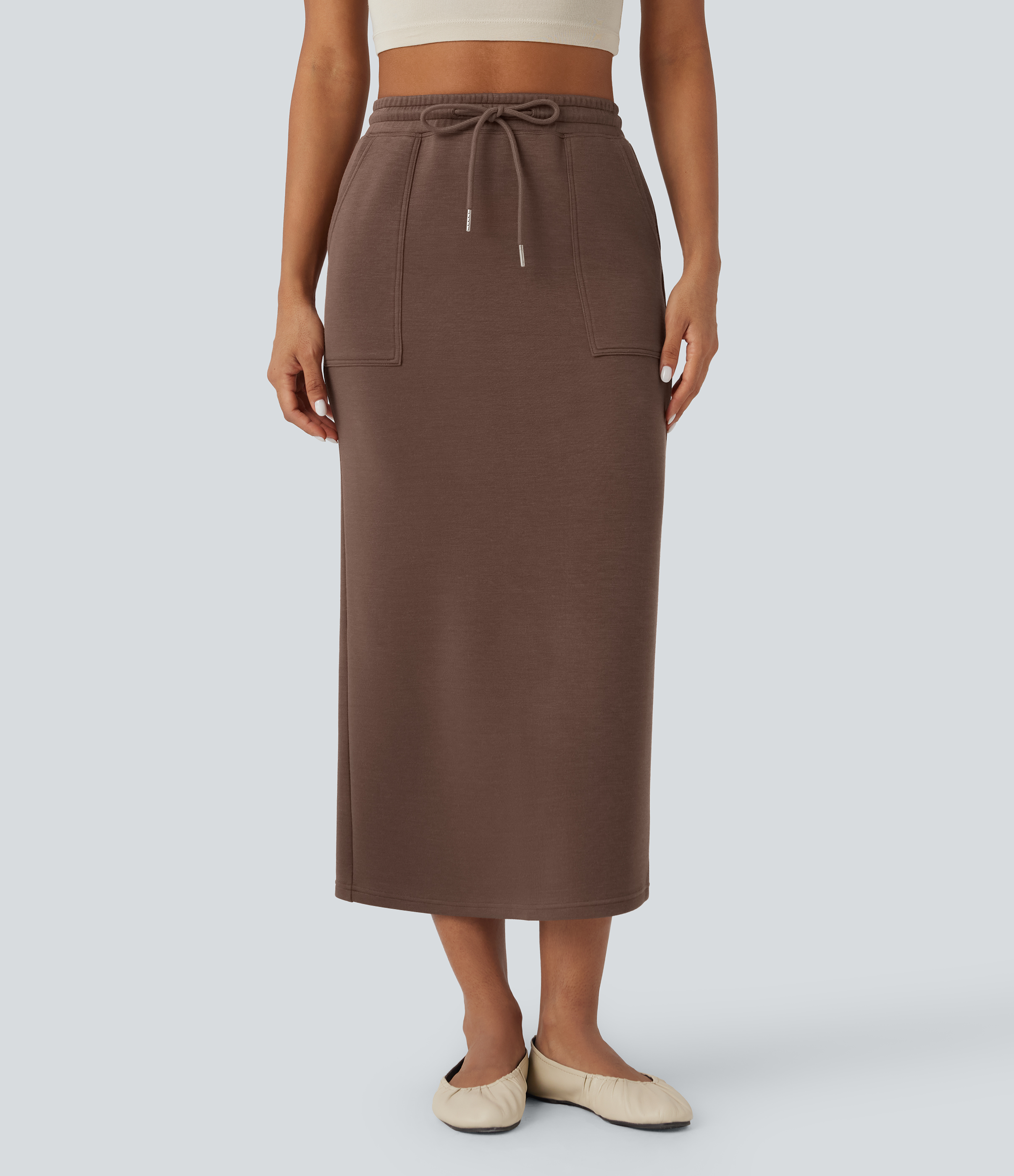 Women’s SpacerTek™ High Waisted Drawstring Midi Casual Skirt with ...