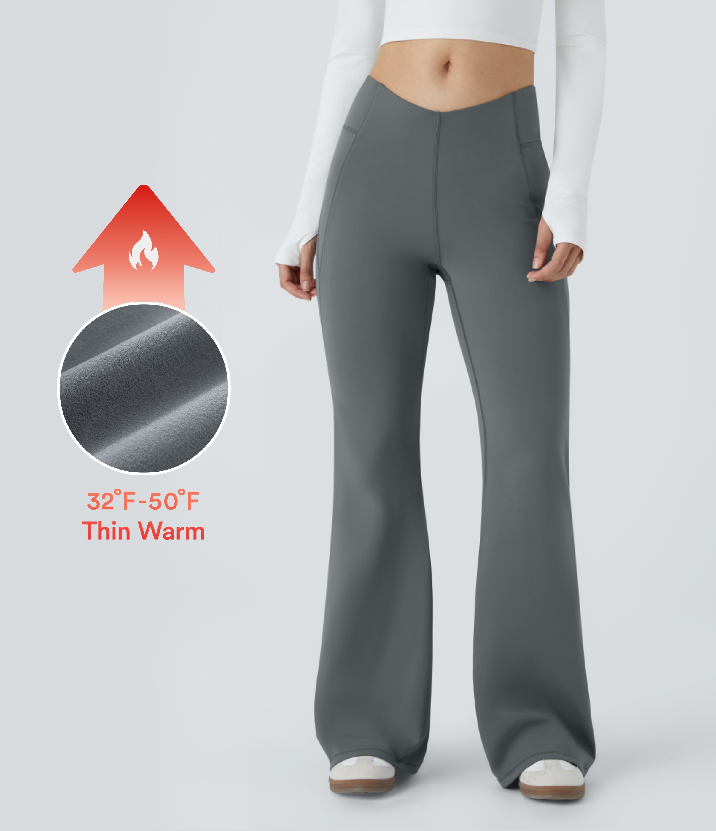 Women’s V Shaped High Waisted Thermal Yoga Flare Pants - Halara